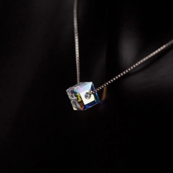 Aurora Borealis Crystal Cube Necklace – Belbren
