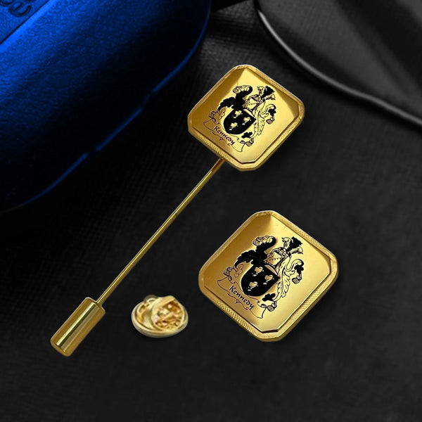 Engraved Family Crest Lapel Pin – Custom Suit Accessory – Belbren