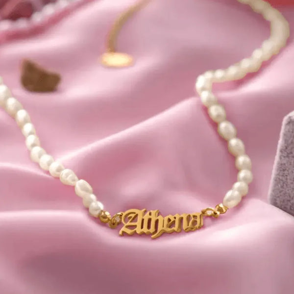Custom Freshwater Pearls Name Necklace - Personalized Gothic Jewelry ...