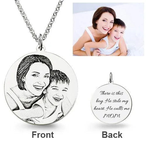 Personalized Sterling Silver Photo Engraved Necklace – Custom Pendant ...