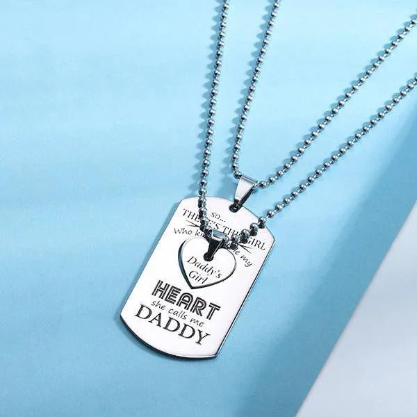 Customized Couples Dog Tag & Heart Necklace Set - Engraved Stainless ...