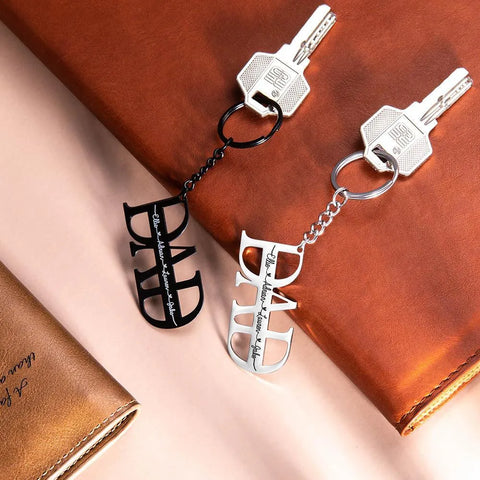 Personalized Family Name Keychain - Custom Engraved Gift for Dad, Mom ...