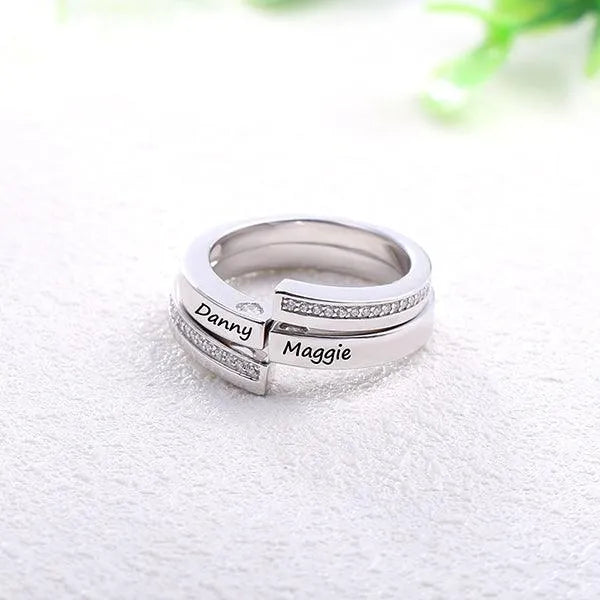 Personalized Infinity Couple Rings – Custom Engraved Sterling Silver ...