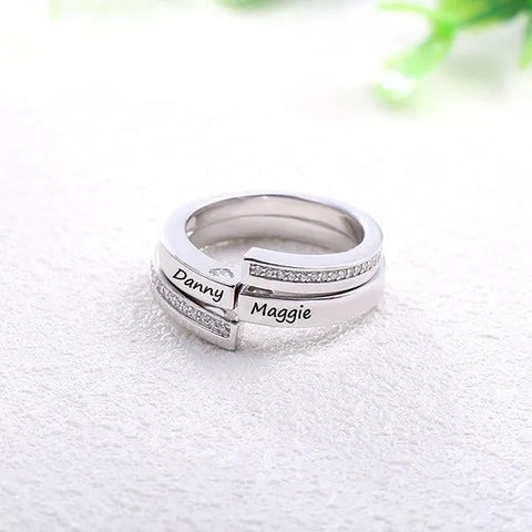 Personalized Infinity Couple Rings Set - Custom Engraved Sterling ...