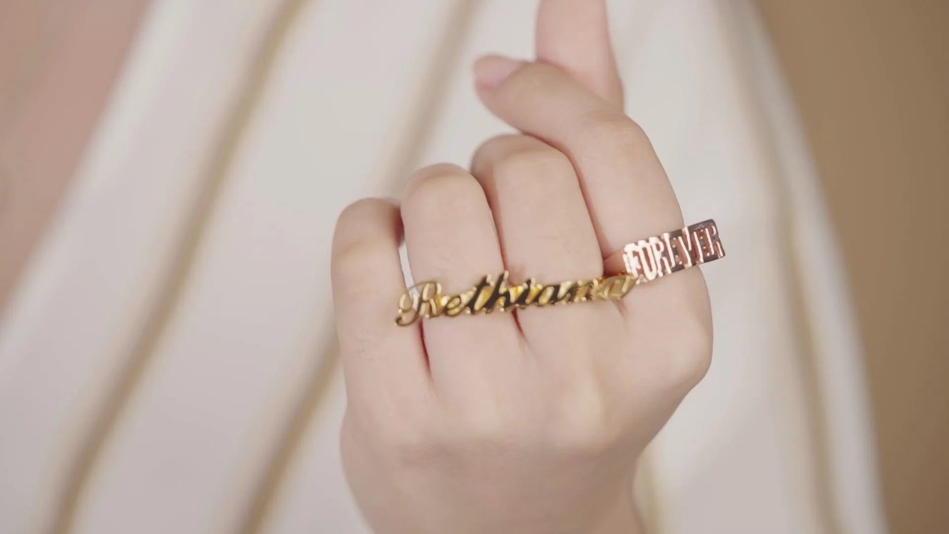 Two Finger Nameplated Ring | Personalized Allegro Two Finger Name Ring ...